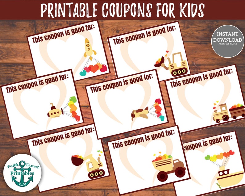 Cute Printable Rewards Coupons for Kids Love Coupons for Kids | Etsy