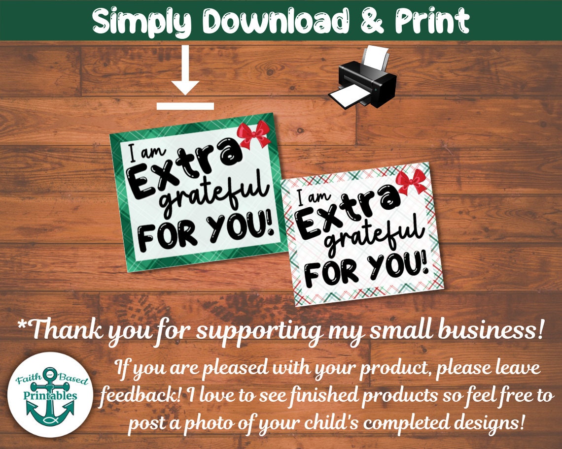 Printable Extra Grateful Christmas Thank You Gift Tags Teacher | Etsy