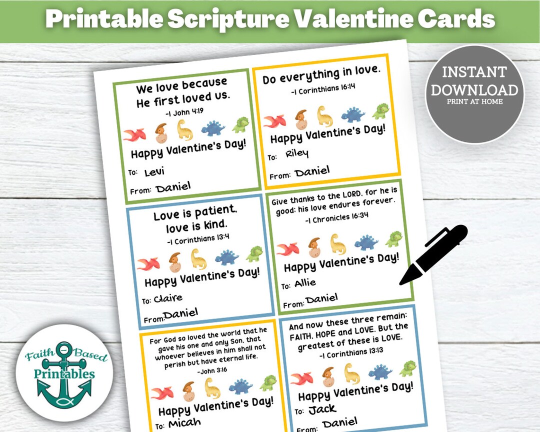 Christian Valentine Cards for Kids Printable Bible Verse Valentines ...