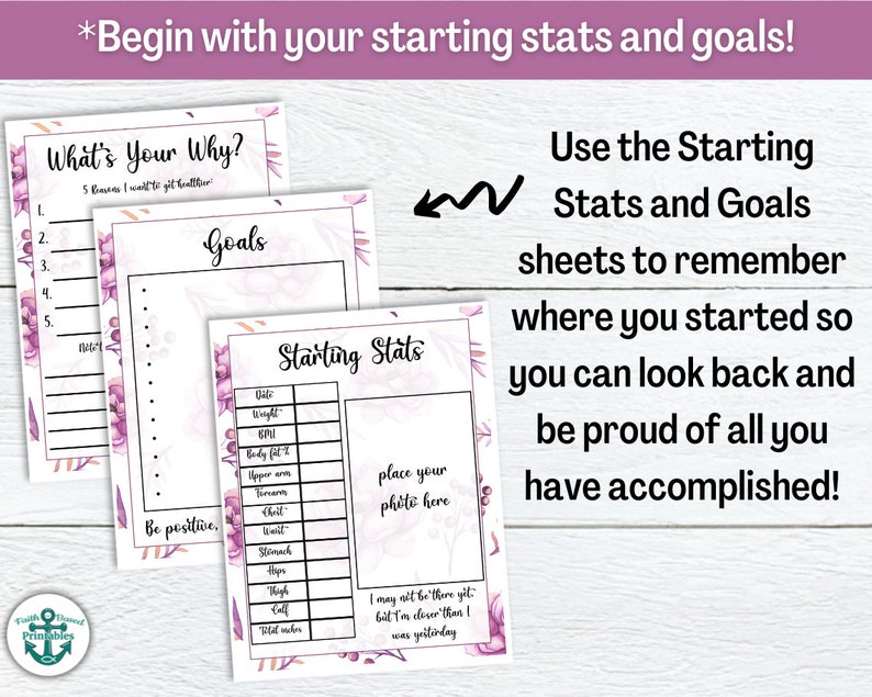 Weightloss Tracker Bundle Printable Weight Loss Journal Health Tracker ...