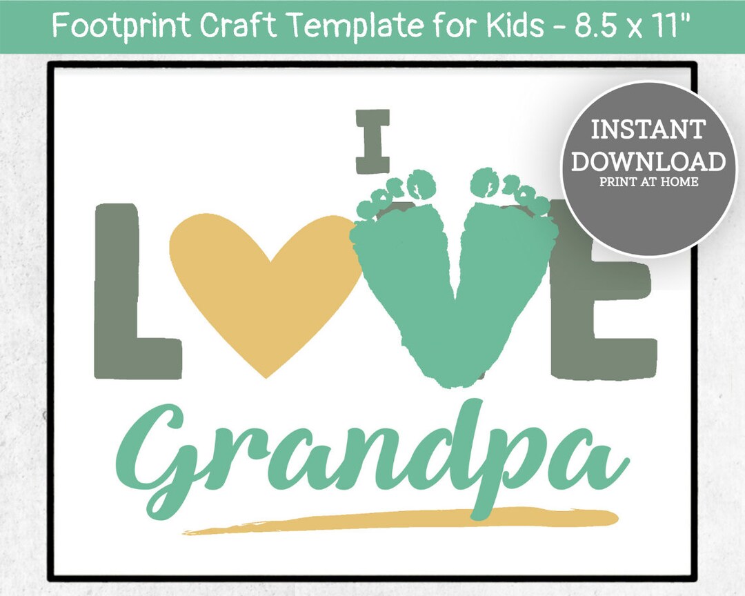 I LOVE Grandpa Handprint Craft Template, Gift for Grandpa, Newborn ...