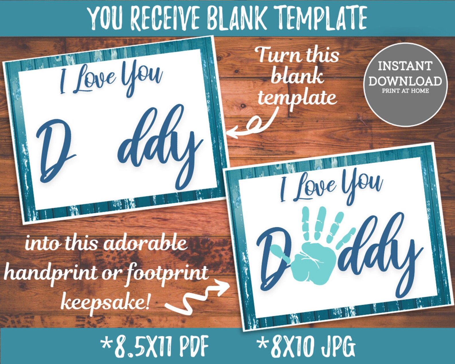 Father's Day Handprint Gift I Love You Daddy Printable - Etsy
