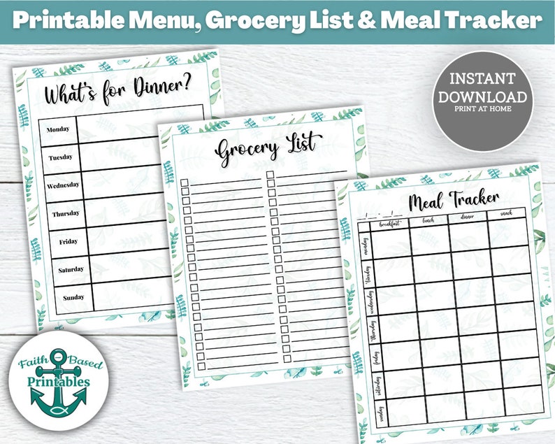 Weekly Meal Planner and Grocery List Printable Weekly Menu - Etsy