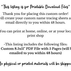 Custom Name Tracing Sheet Bundle Printable Handwriting Practice Sheets ...