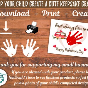 Owl Always Love You Valentines Handprint Craft Printable Valentine ...