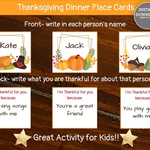 Thanksgiving Name Cards, Thanksgiving Dinner Table Place Cards ...