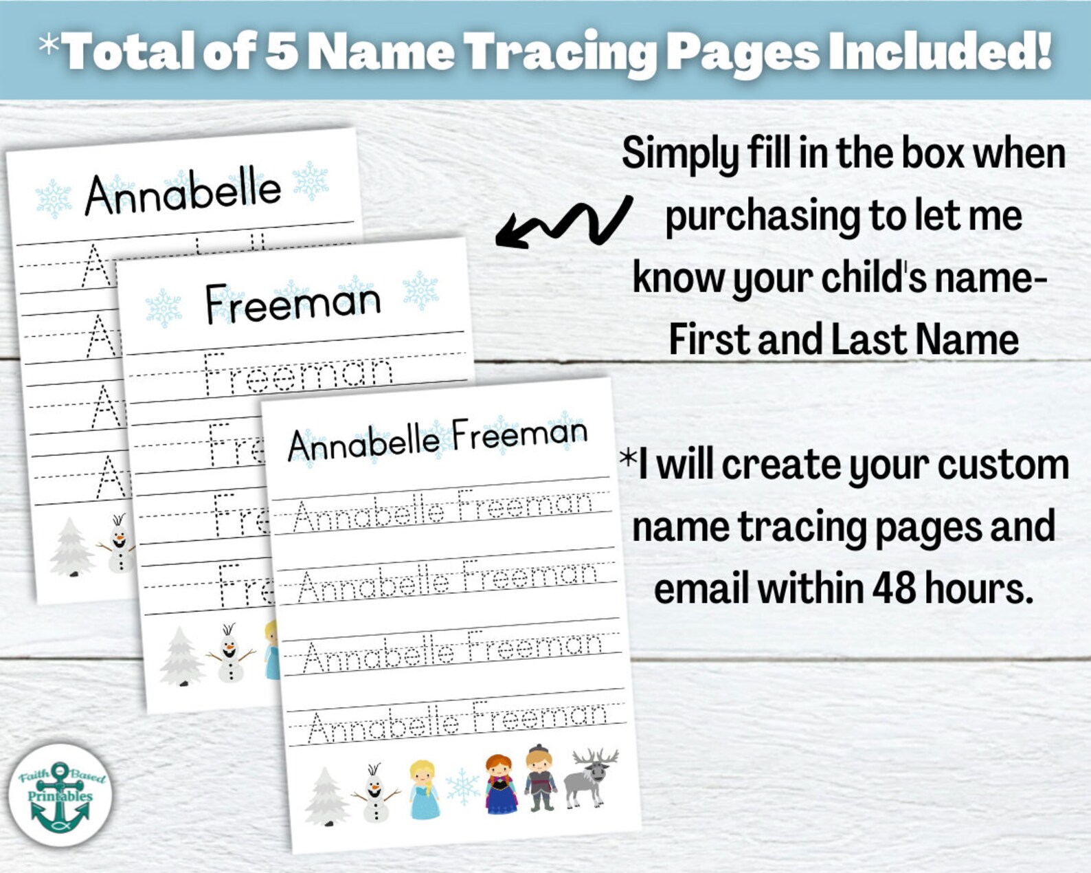 Custom Name Tracing Sheets Handwriting Practice Sheet Ice Princess ...