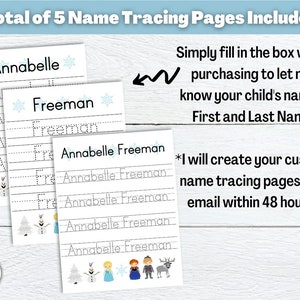 Custom Name Tracing Sheets Handwriting Practice Sheet Ice Princess ...