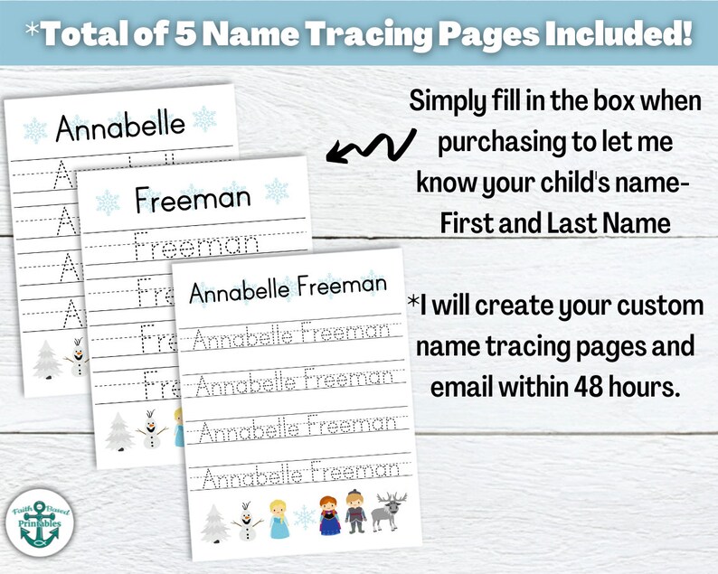 Custom Name Tracing Sheets Handwriting Practice Sheet Ice Princess ...
