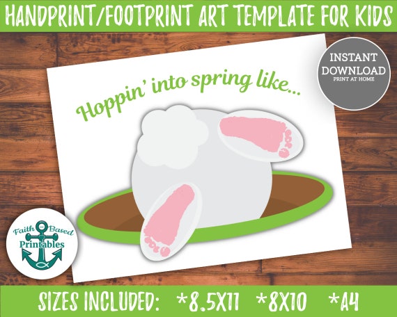 Easter Bunny Footprint Art Hoppin' Into Spring Like Bunny | Etsy