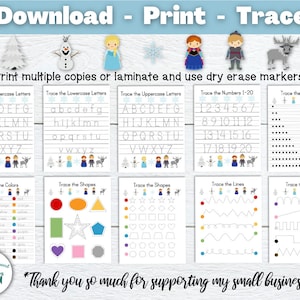 Printable Tracing Worksheets Handwriting Bundle Alphabet Number Letter ...