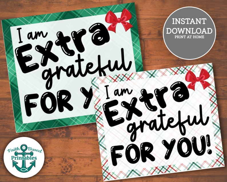 Printable Extra Grateful Christmas Thank You Gift Tags Teacher | Etsy