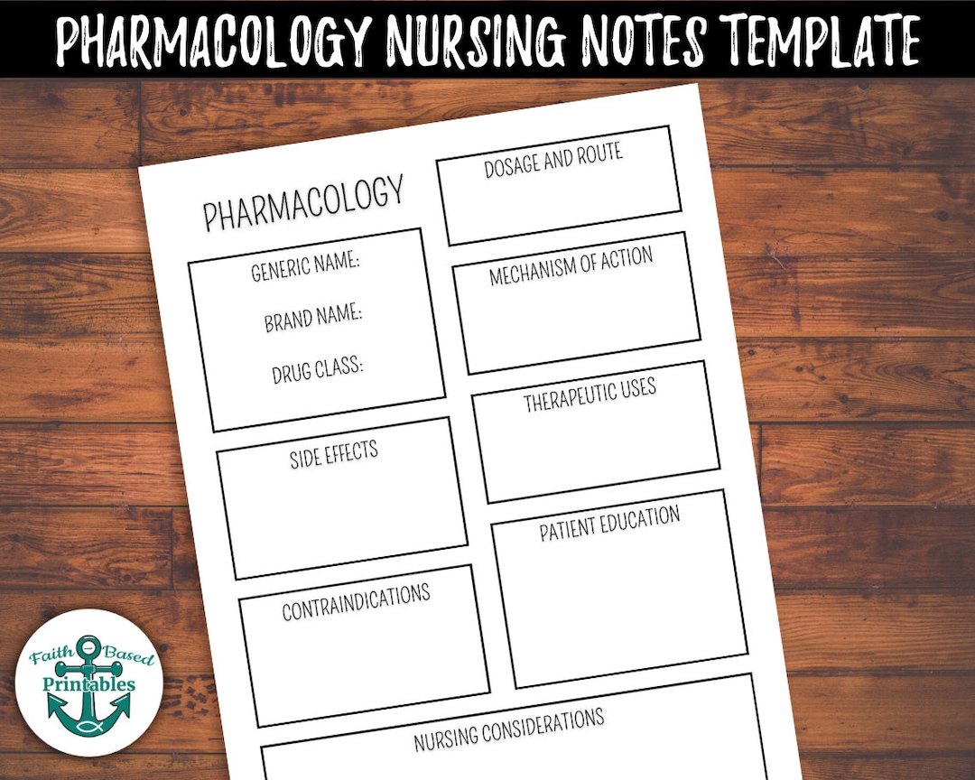 Pharmacology Template Nursing Notes Templates Drug Class Printable ...