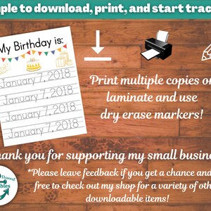 Custom Birthday Tracing Sheet Date of Birth Handwriting Practice ...