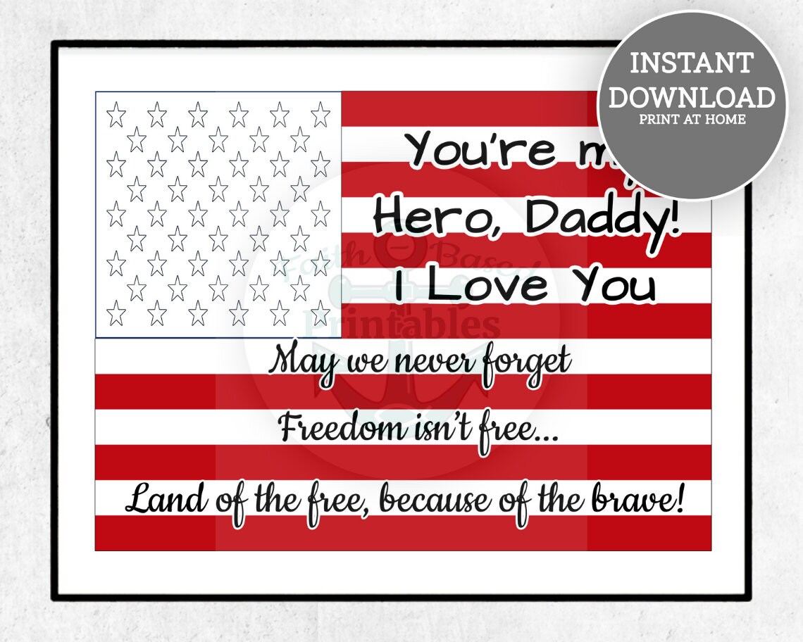 Veterans Day Card You're My Hero Daddy Handprint Art - Etsy