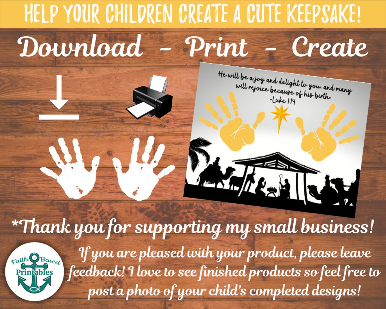 Luke 1:14 Christmas Nativity Handprint Craft Nativity Scene - Etsy