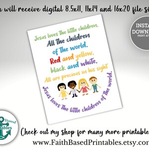 Jesus Loves the Little Children Printable Christian Kids Sign Preschool ...