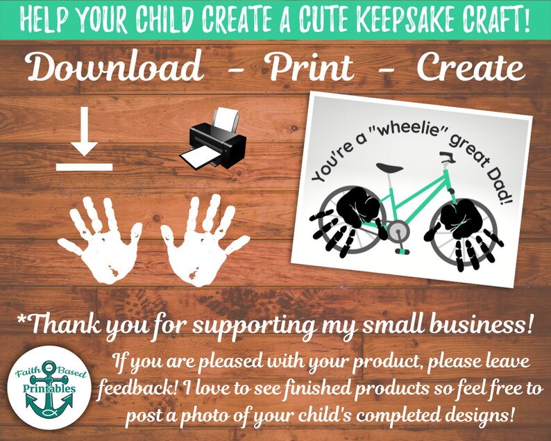 Father's Day Handprint Gift You're a Wheelie Great Dad - Etsy