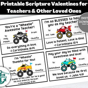 Christian Teacher Valentine Cards for Teachers From Boys Monster Truck ...