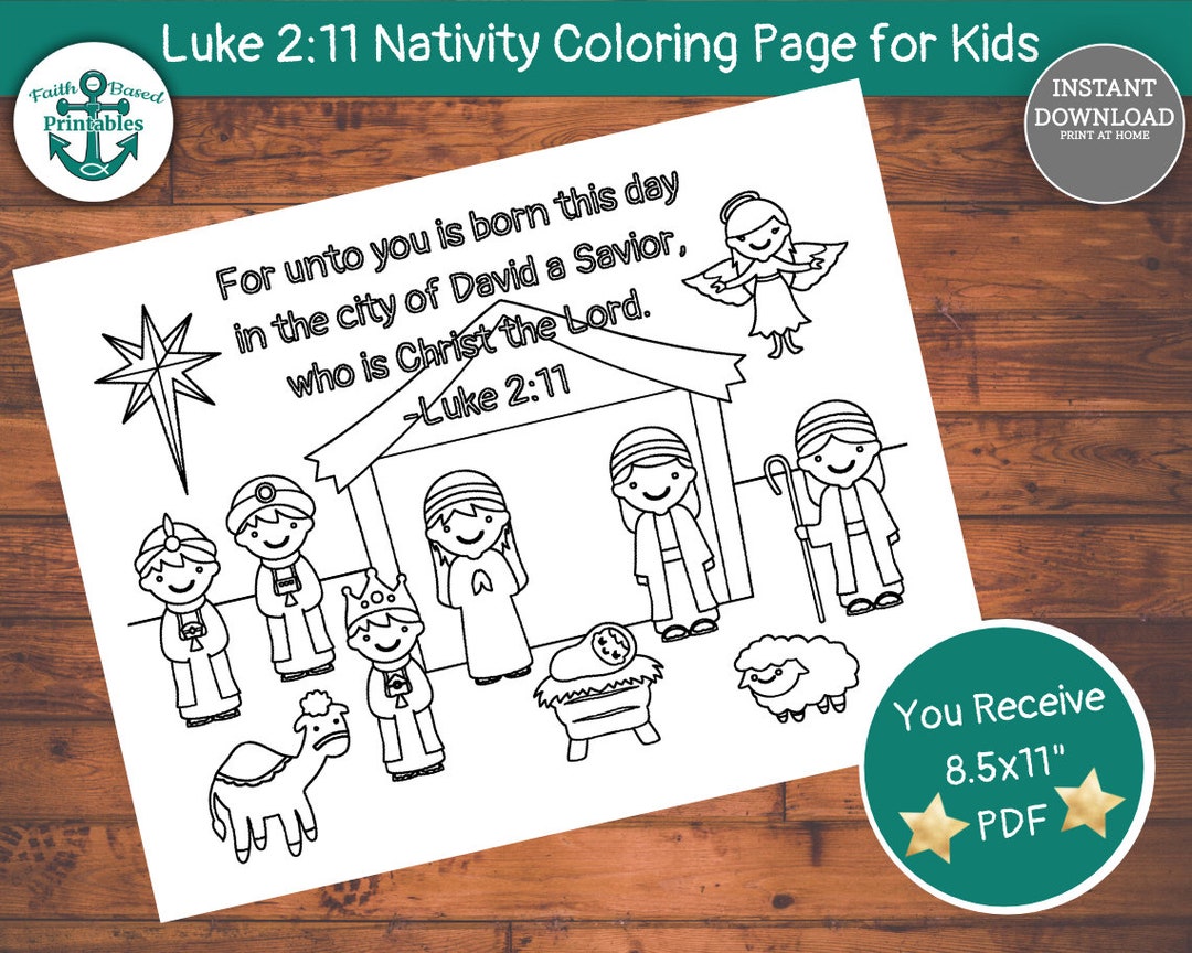 Printable Nativity Coloring Page for Kids, Christmas Nativity Scene ...