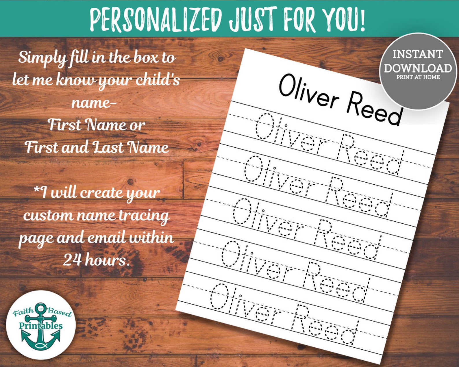 Custom Name Tracing Sheet Handwriting Practice Personalized | Etsy