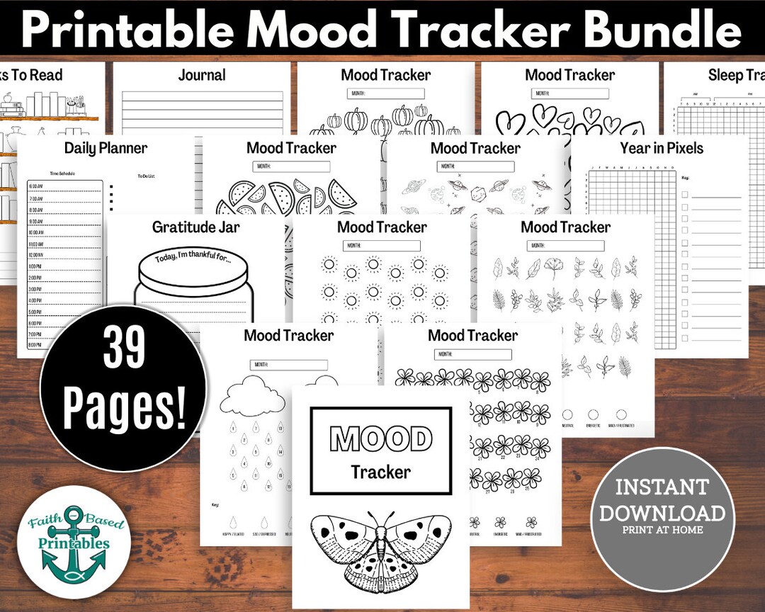 Mood Tracker Journal Printable Daily Mood and Productivity Planner ...