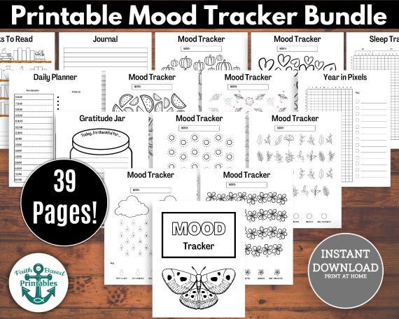 Mood Tracker Journal Printable Daily Mood and Productivity - Etsy