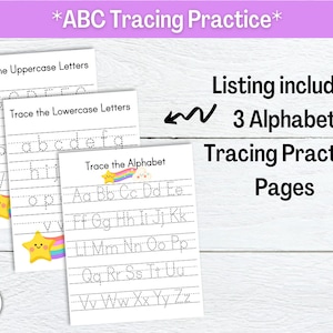 Printable Tracing Worksheet Bundle Cute Sunshine Alphabet Number Letter ...