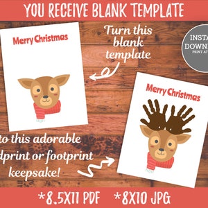 Reindeer Hand Print Craft Printable Reindeer Handprint Art Merry ...
