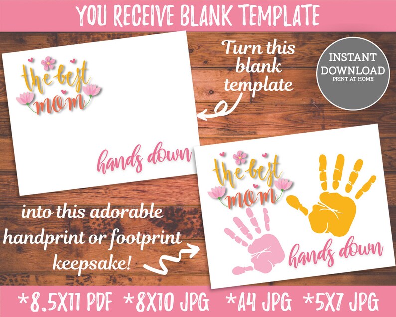 Mothers Day Handprint Art the Best Mom Hands Down Printable Handprint ...