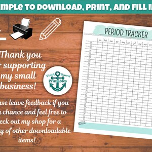 Period Tracker Printable Menstrual Cycle Tracking Daily Monthly Period ...