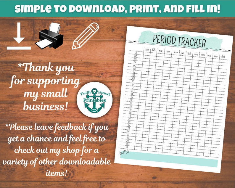 Period Tracker Printable Menstrual Cycle Tracking Daily Monthly Period ...
