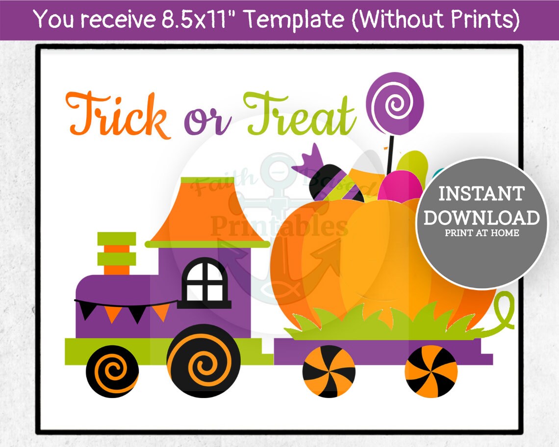 Trick or Treat Train Pumpkin Handprint Craft Handprint - Etsy