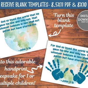 John 3:16 Printable Handprint Art Template Christian Homeschool ...