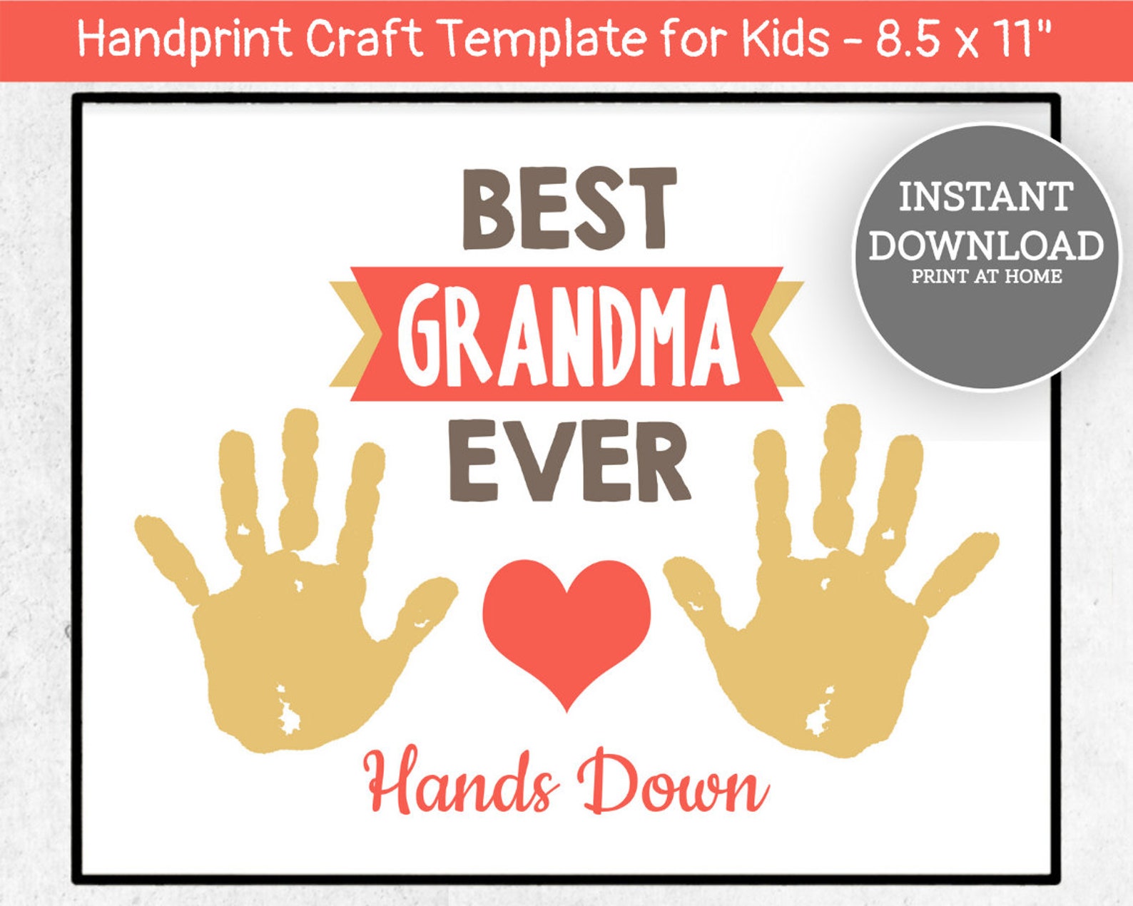 Grandma Gift Best Grandma Ever Hands Down Handprint Craft - Etsy