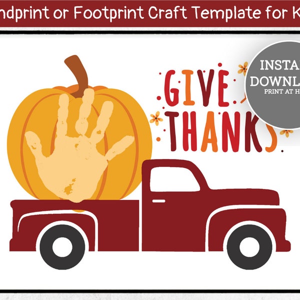 Thanksgiving Handprint Art, DIY Kid Craft, Handprint Keepsake, Fall ...
