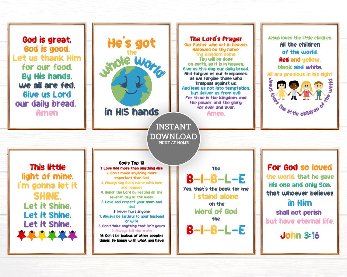 Christian Kids Bundle Bible Verses Songs Scripture God is - Etsy