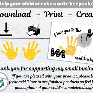 I Love You to the Moon and Back Card Handprint Art Keepsake Printable ...