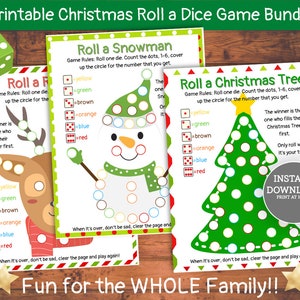 Roll a Christmas Tree Game Printable Roll a Dice Game Bundle Roll a ...