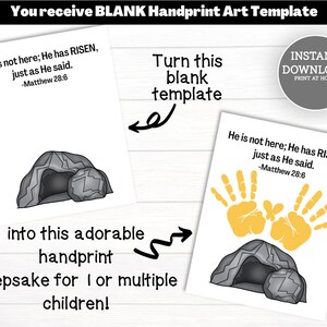Easter Handprint Craft Matthew 28:6 Hand Print Art Empty Tomb Christian ...