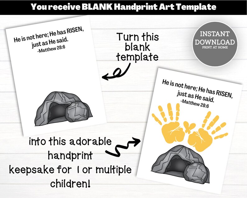 Easter Handprint Craft Matthew 28:6 Hand Print Art Empty Tomb - Etsy