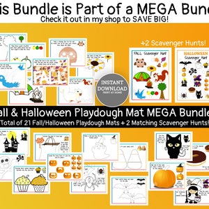 Fall Playdough Mat Printable Bundle BONUS Fall Scavenger Hunt ...
