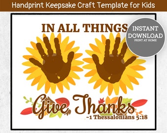 Thanksgiving Handprint Art in All Things Give Thanks Pumpkin | Etsy