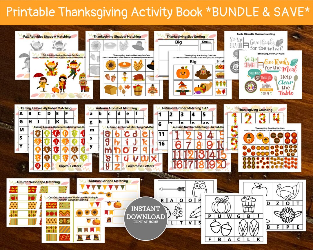 Thanksgiving Busy Book for Toddler Printable Thanksgiving Activities ...