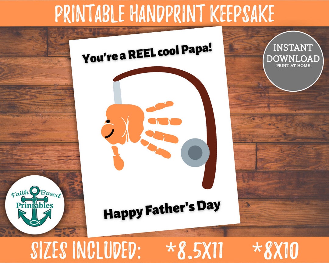 You're a Reel Cool Papa Father's Day Handprint Printable Art for ...