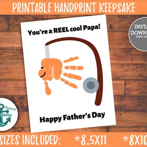 You're a Reel Cool Papa Father's Day Handprint Printable Art for ...