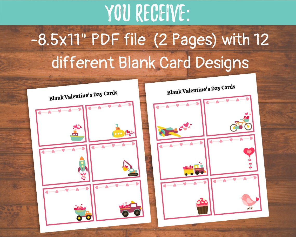 Cute Printable Blank Card Templates for Kids Blank Valentines - Etsy