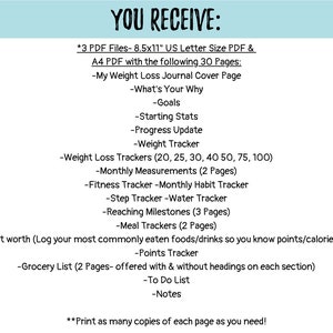 Printable Weight Loss Journal with Meal Planner Template Blue | Etsy