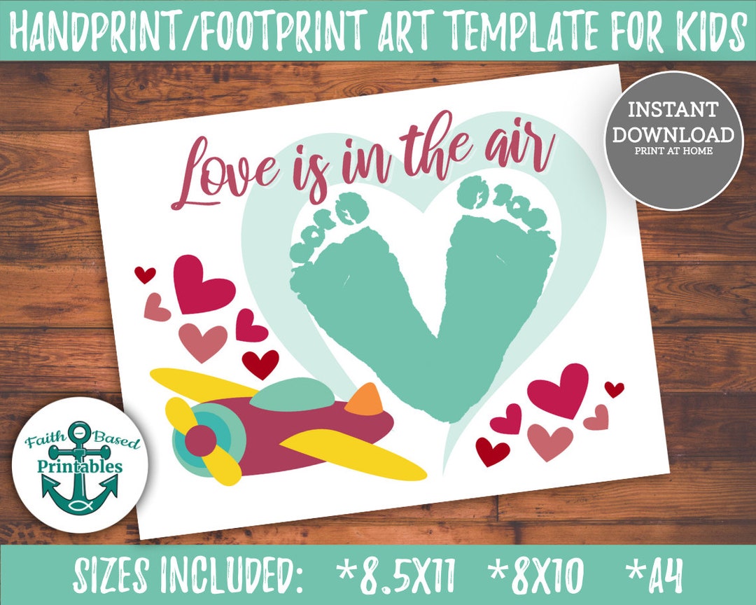 Love is in the Air Valentines Footprint Craft Printable Valentine ...