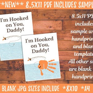 Father's Day Handprint Printable Art for Dad I'm Hooked on You Daddy ...